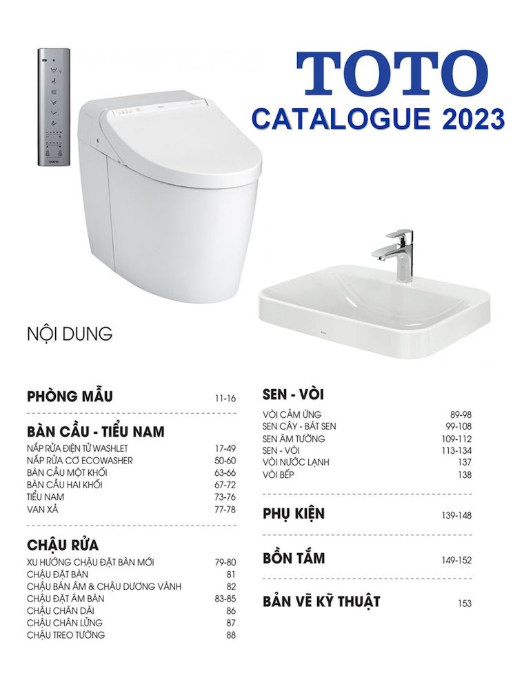 Bảng giá TOTO 2023, Catalogue Toto 2023, Thiết bị vệ sinh Toto 2023, Toto Việt Nam, Toto Bình ...