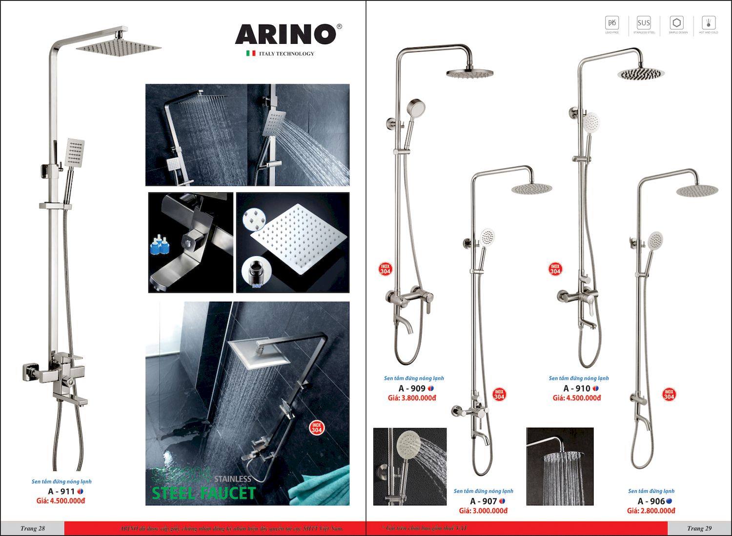 Thiết bị vệ sinh Arino, Bồn cầu Arino, Bảng giá Arino, Catalogue Arino ...