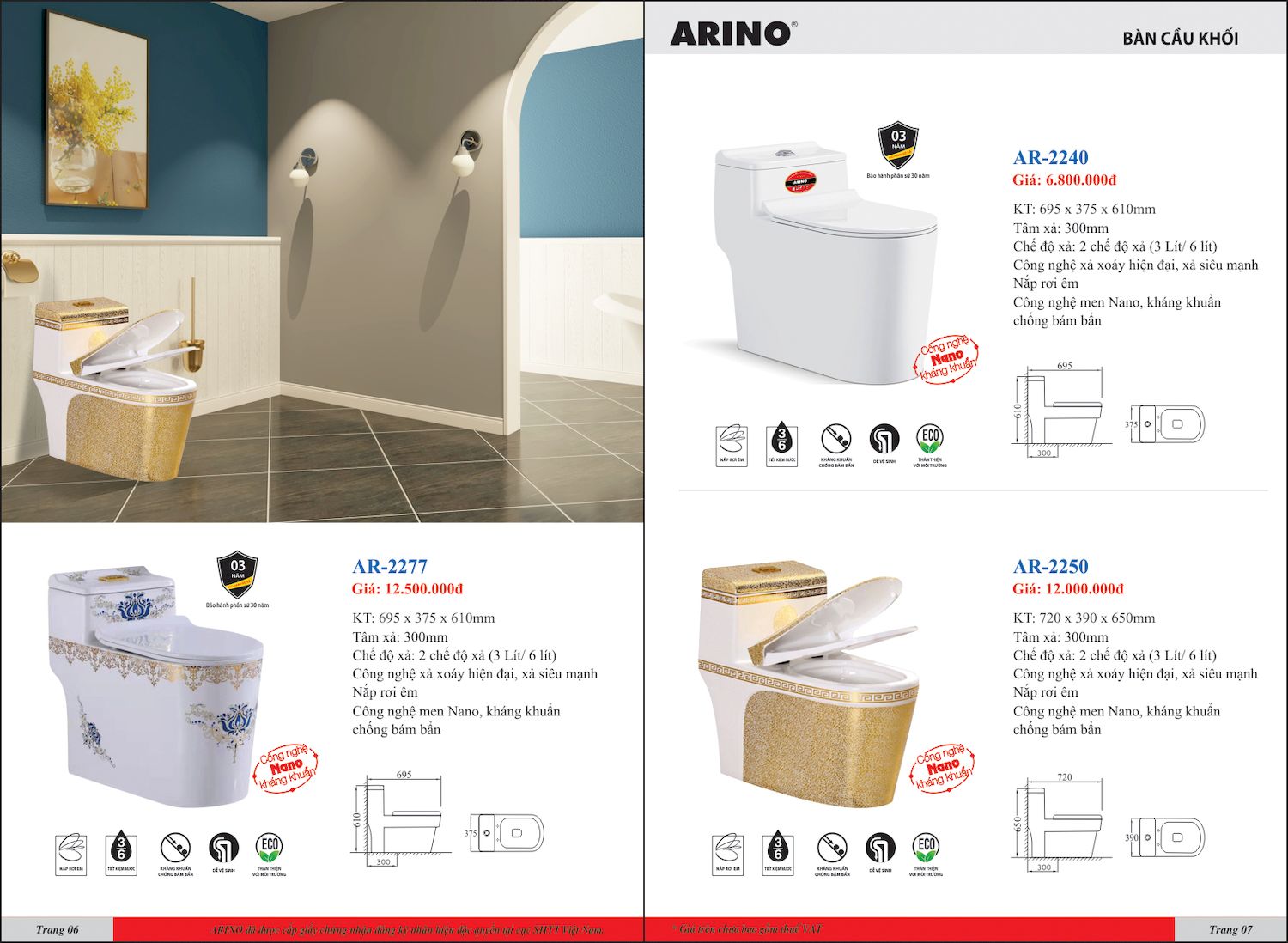 Thiết bị vệ sinh Arino, Bồn cầu Arino, Bảng giá Arino, Catalogue Arino ...