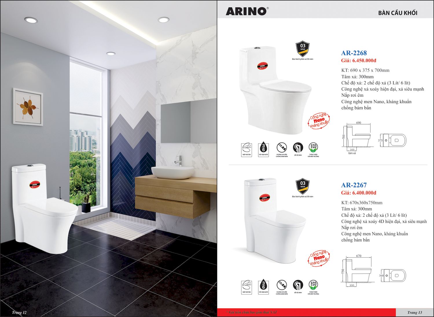 Thiết bị vệ sinh Arino, Bồn cầu Arino, Bảng giá Arino, Catalogue Arino ...