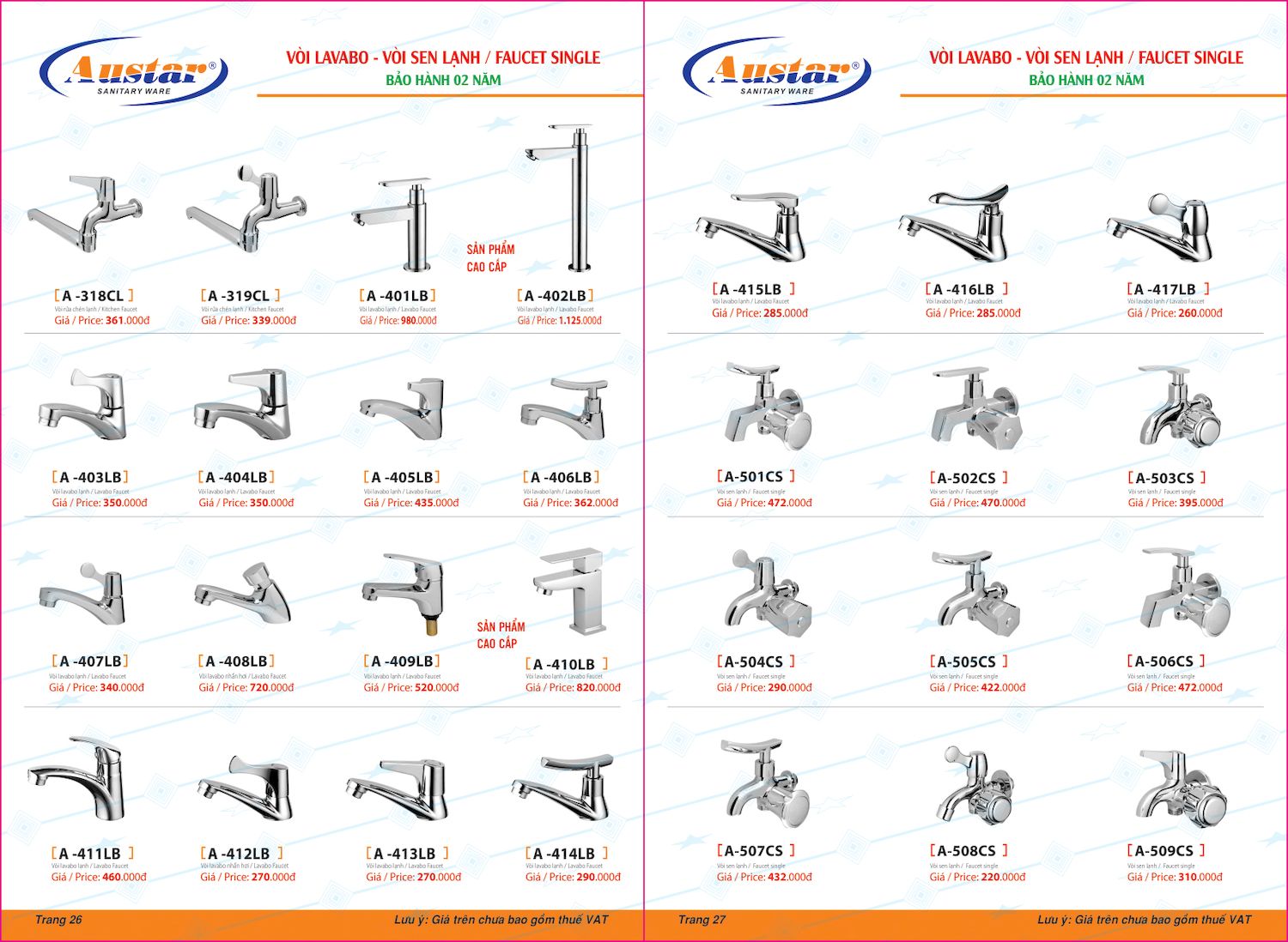 Thiết bị vệ sinh Austar, Bảng giá Austar, Austar Catalogue, Austar Logo ...