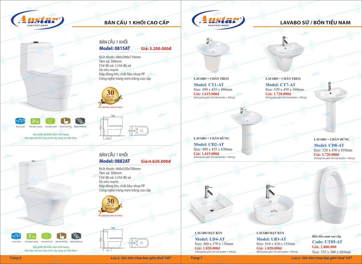 Thiết bị vệ sinh Austar, Bảng giá Austar, Austar Catalogue, Austar Logo ...