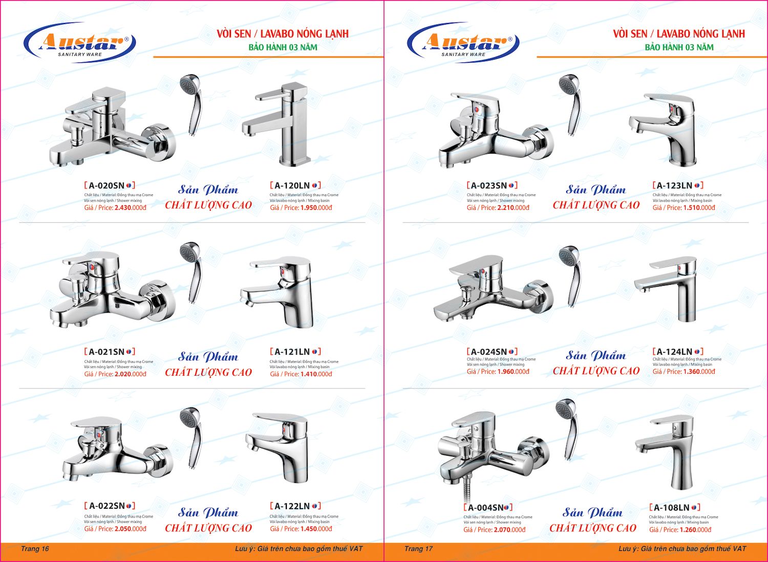 Thiết bị vệ sinh Austar, Bảng giá Austar, Austar Catalogue, Austar Logo ...