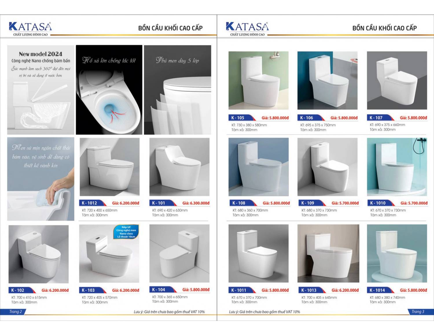 Thiết bị vệ sinh Katasa, Bảng giá Katasa, Catalogue Katasa, Katasa Bình ...