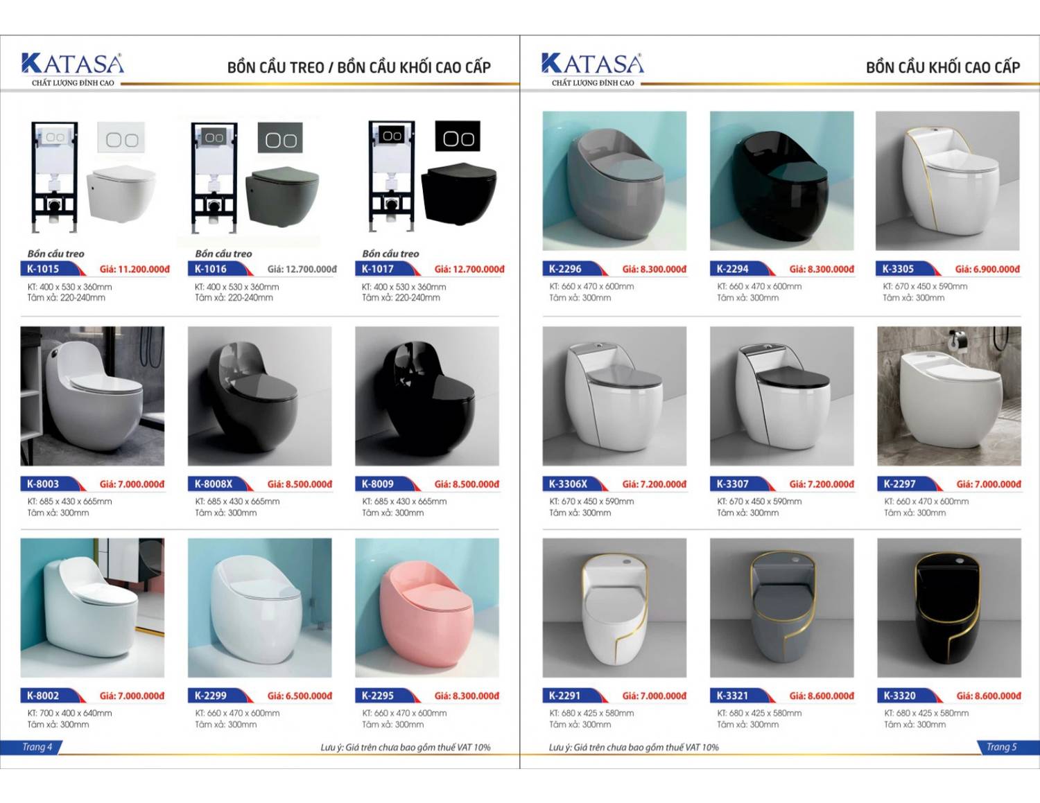 Thiết bị vệ sinh Katasa, Bảng giá Katasa, Catalogue Katasa, Katasa Bình ...