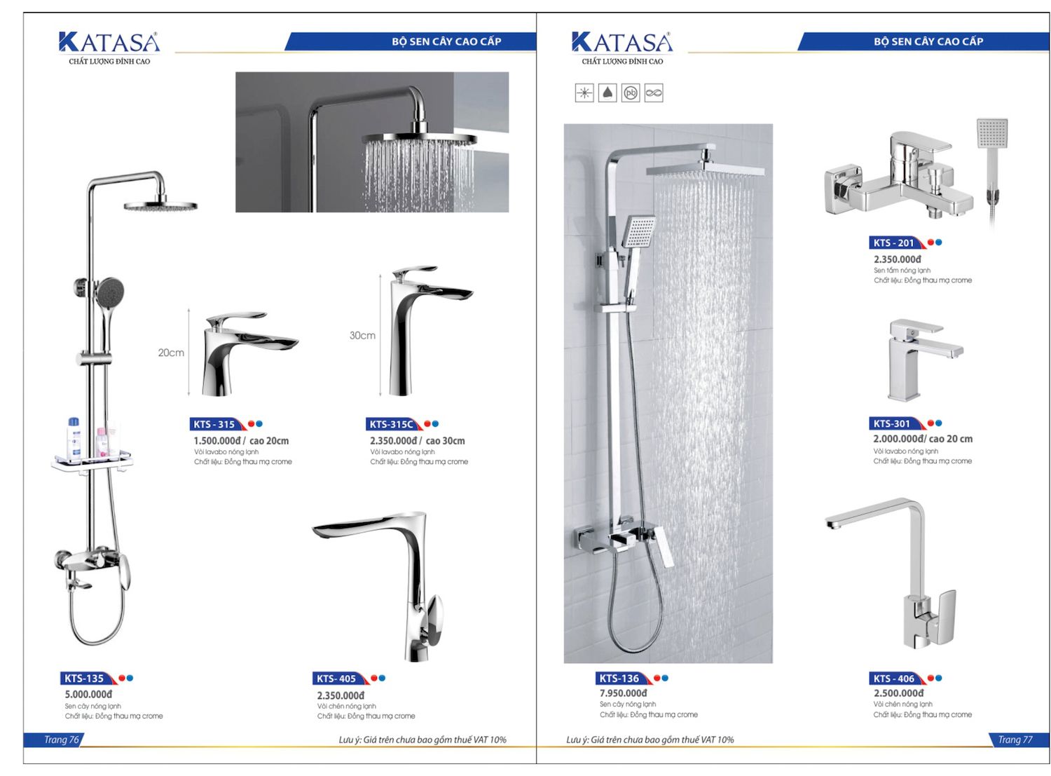 Thiết bị vệ sinh Katasa, Bảng giá Katasa, Catalogue Katasa, Katasa Bình ...