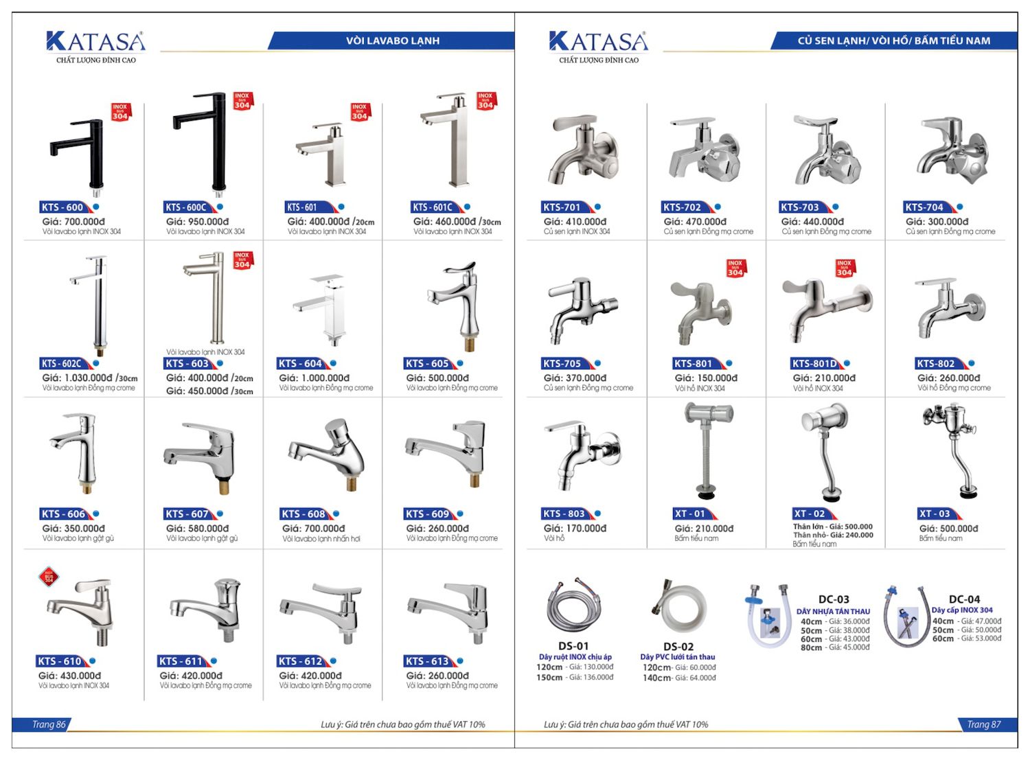 Thiết bị vệ sinh Katasa, Bảng giá Katasa, Catalogue Katasa, Katasa Bình ...