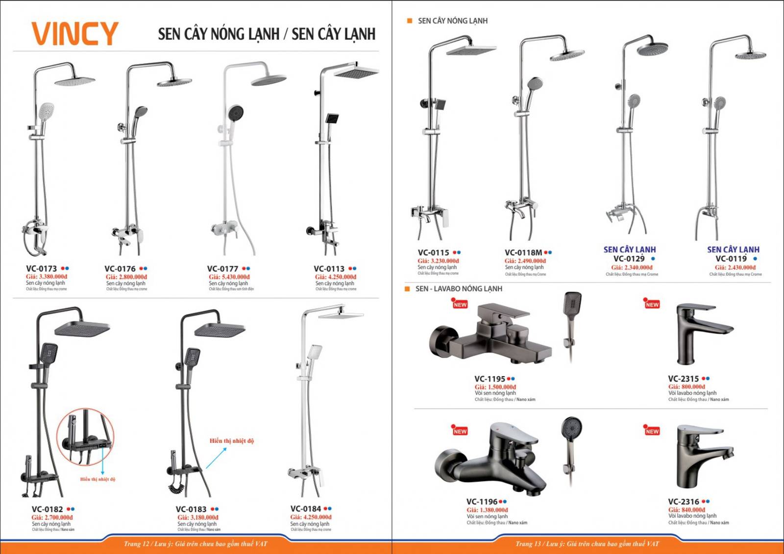 Thiết bị vệ sinh Vincy, Vincy 2024, Catalogue Vincy, Bảng giá Vincy ...